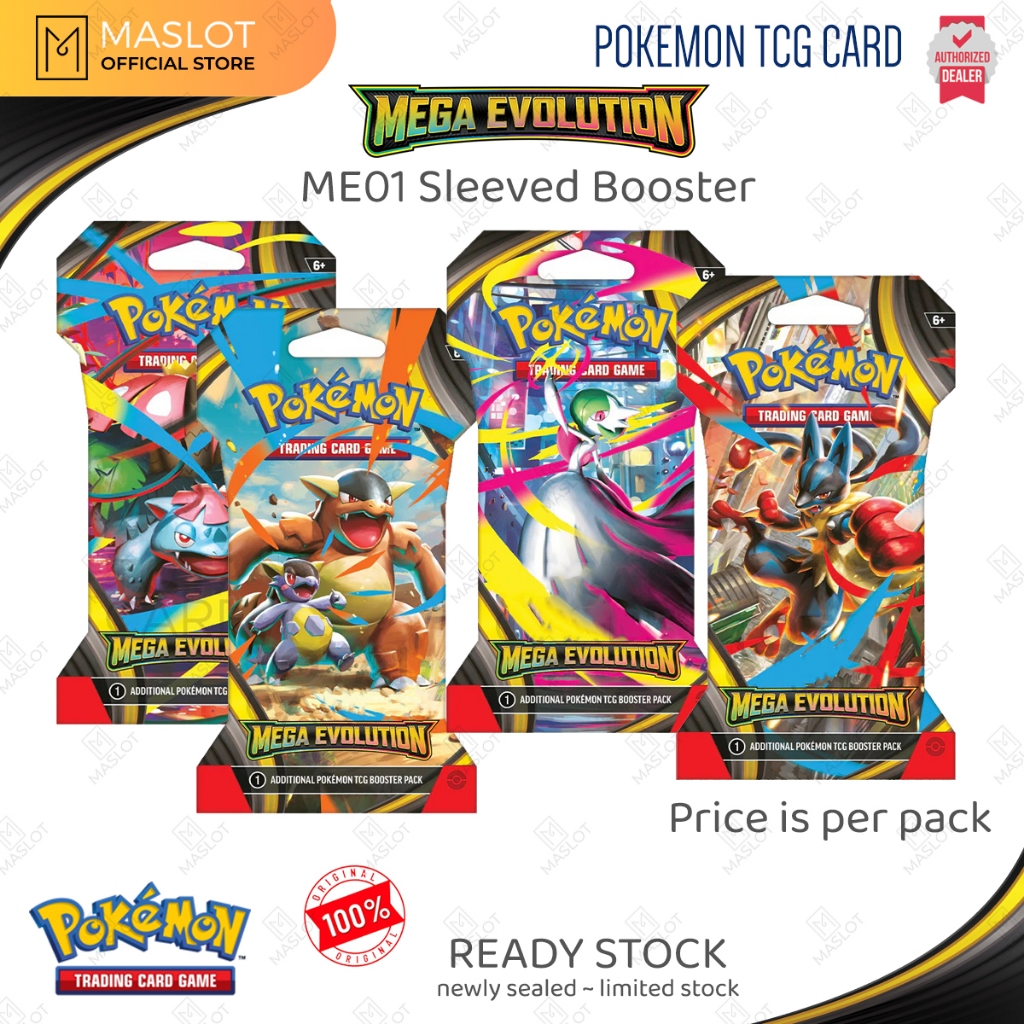Pokemon TCG Card: Sleeved Booster | 3 Pack Blister Booster ME01 Mega Evolution | Shopee Malaysia
