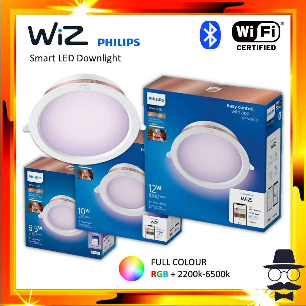 Philips WiZ Downlight 4" 5" 6" Smart LED Down light RGB 16 million ...