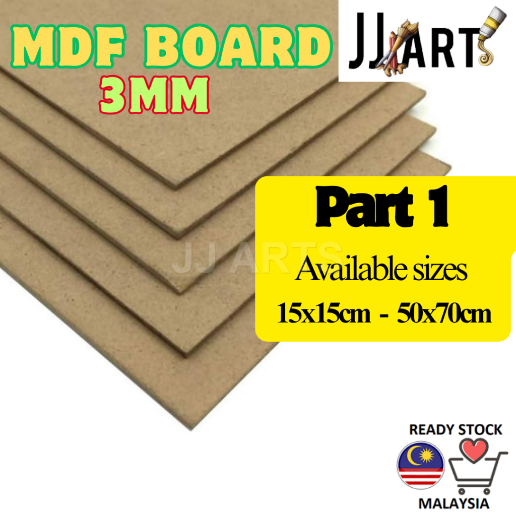 MDF Board - Part 1 - 15x15cm to 50x70cm - Can be customised - 3mm ...