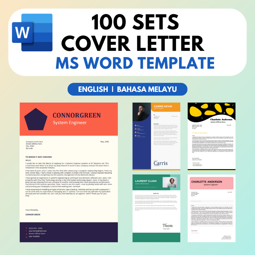 🔥INSTANT🔥 100 Sets Professional Cover Letter Template ( Editable in ...