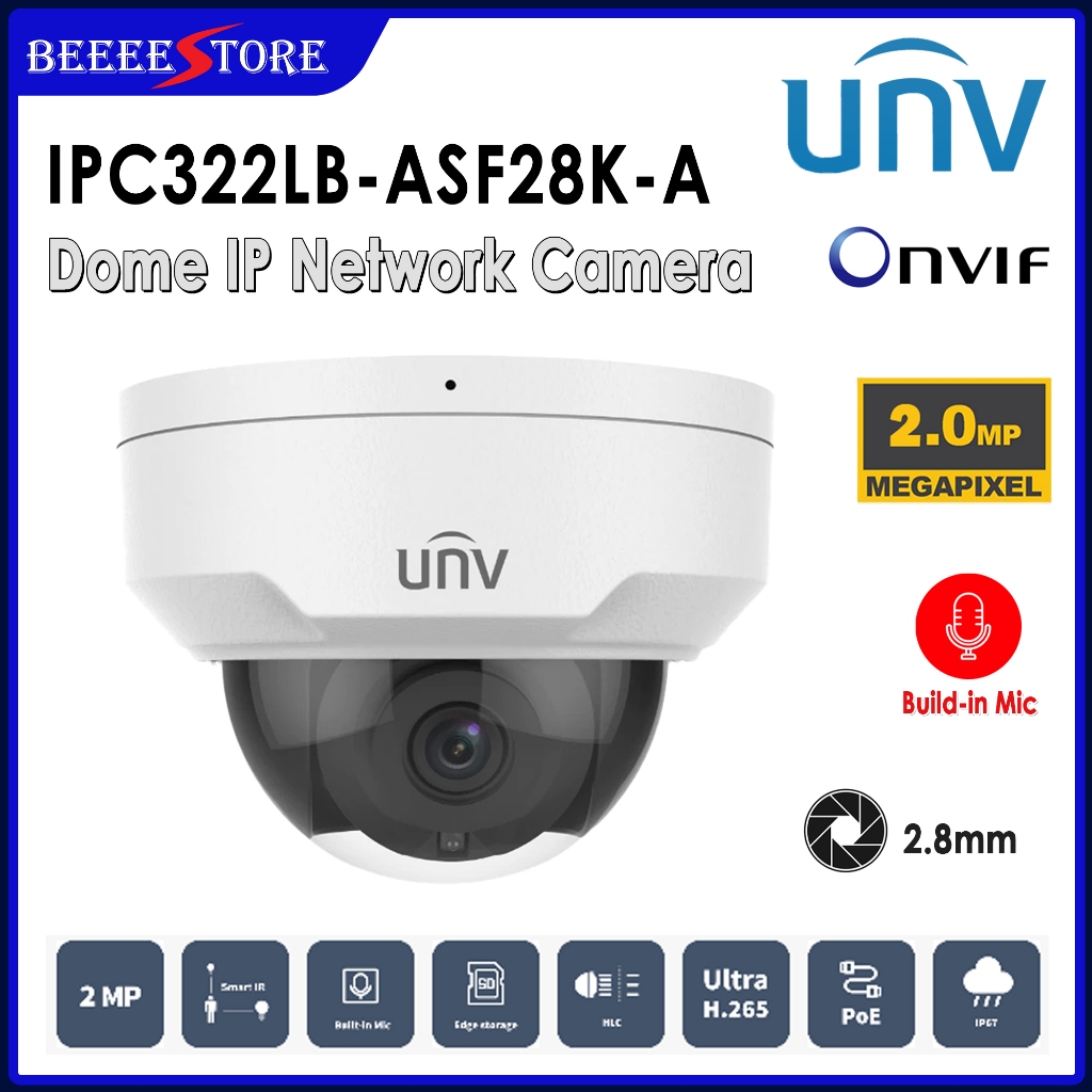 UNV Uniview 2MP IPC322LB-ASF28K-A Outdoor Turret Dome 2.8mm Lens Mic IP ...