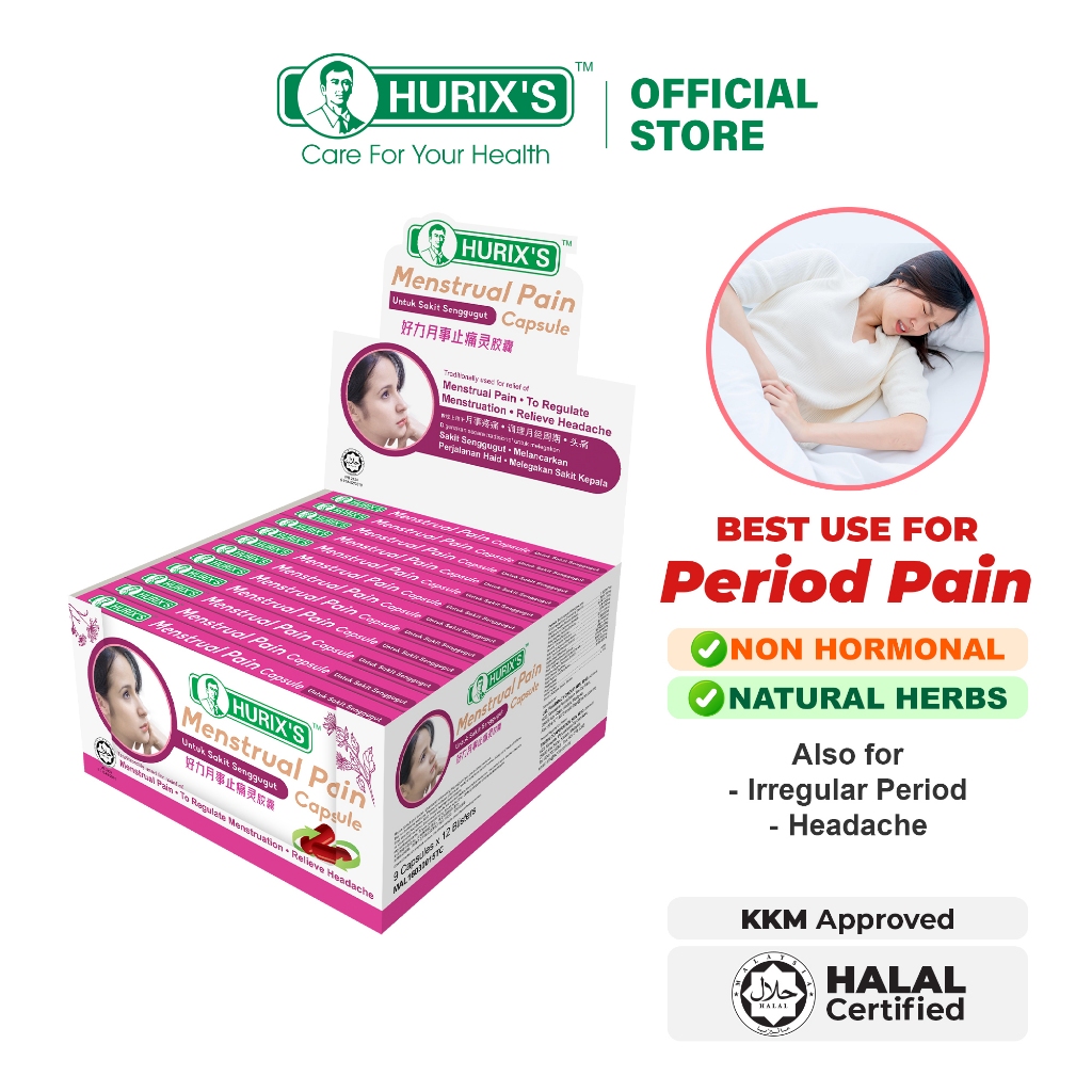 HURIX'S Menstrual Pain Capsule - Kapsul untuk Sakit Senggugut ...