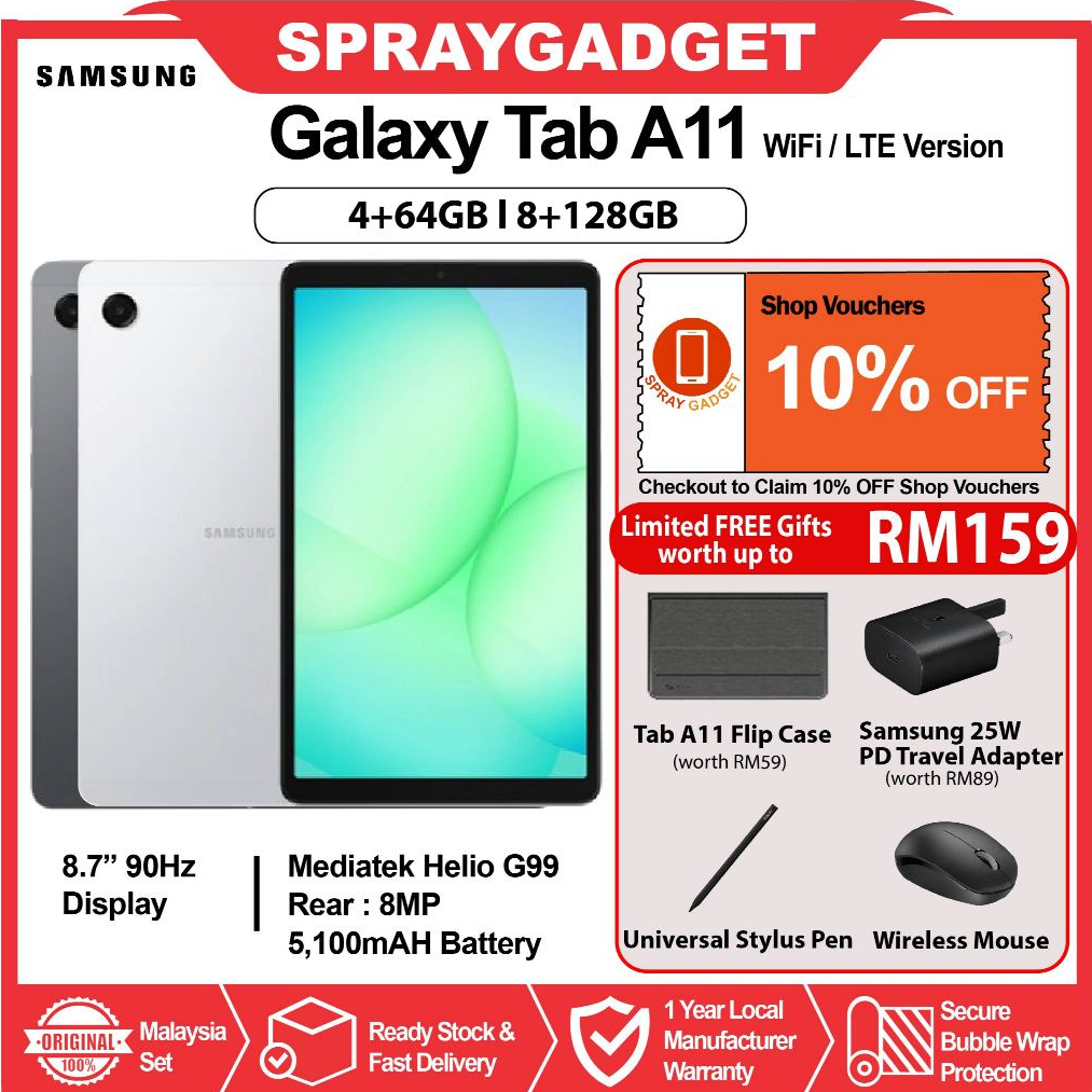 [NEW] Samsung Galaxy Tab A11 LTE/ WiFi (4+64GB l 4+128GB) 8.7" Display l Mediatek Helio G99 ...