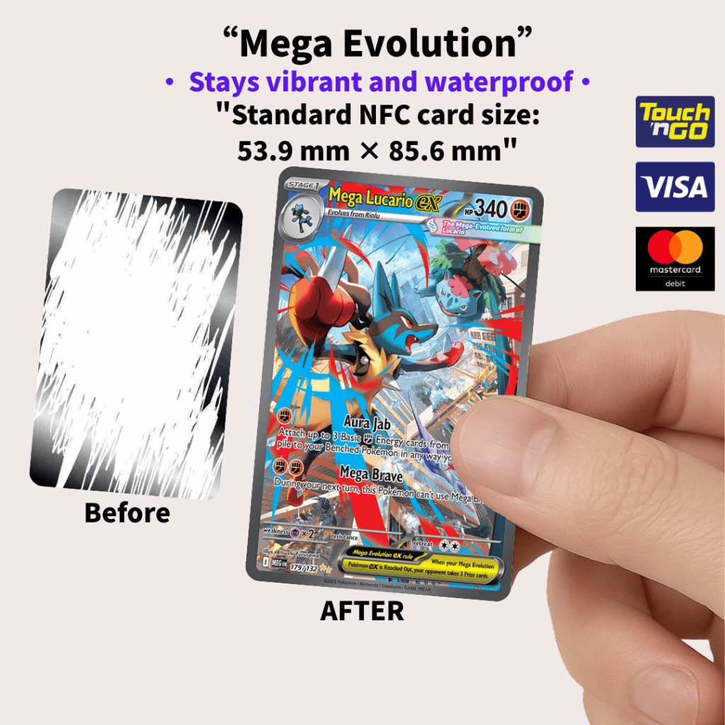 Pokemon TCG Mega Evolution Sticker - Card Sticker/Touch n Go Card ...