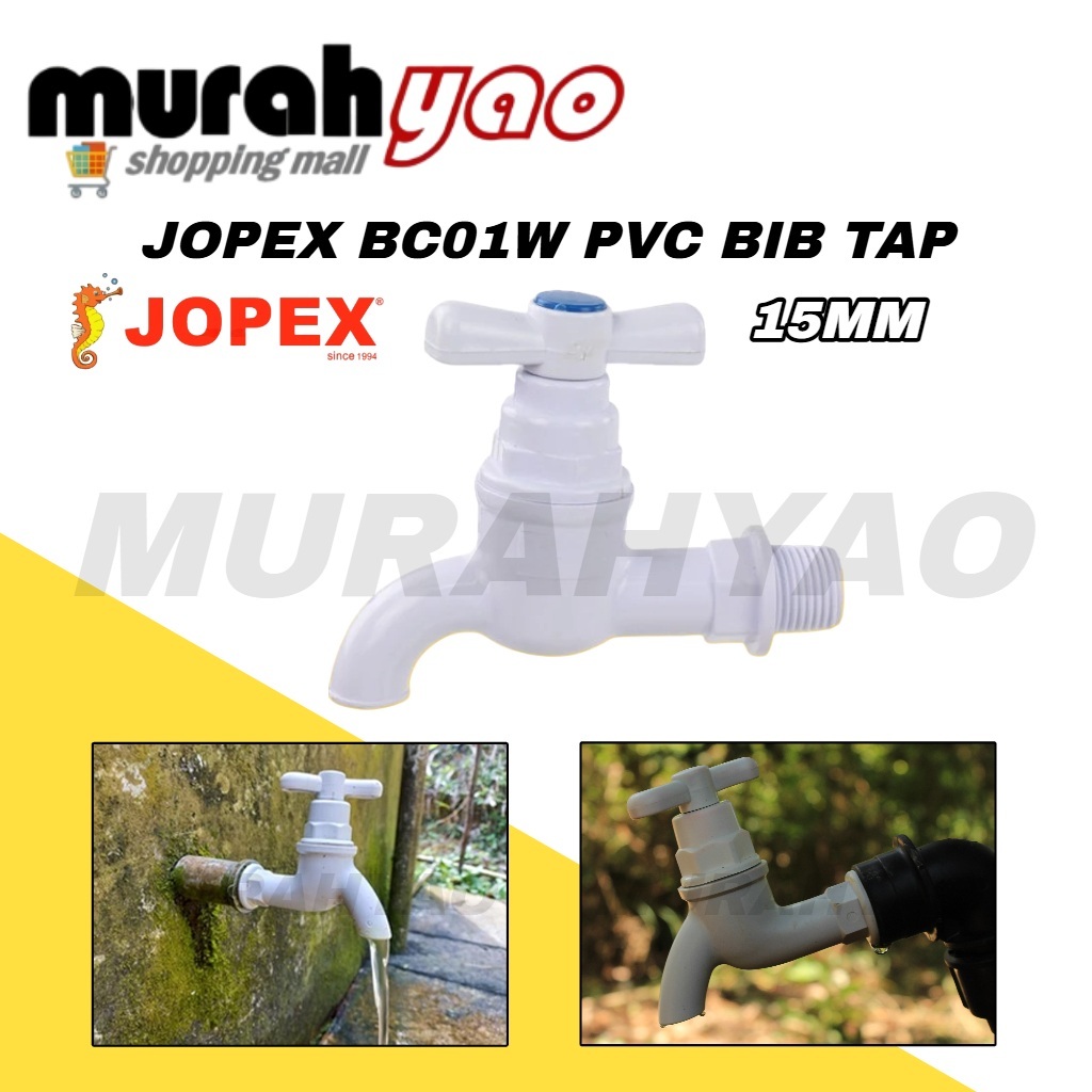 Jopex BC01W 15mm PVC Bib Tap Water Tap Wiraplas PVC Bib Tap/Kepala Paip ...