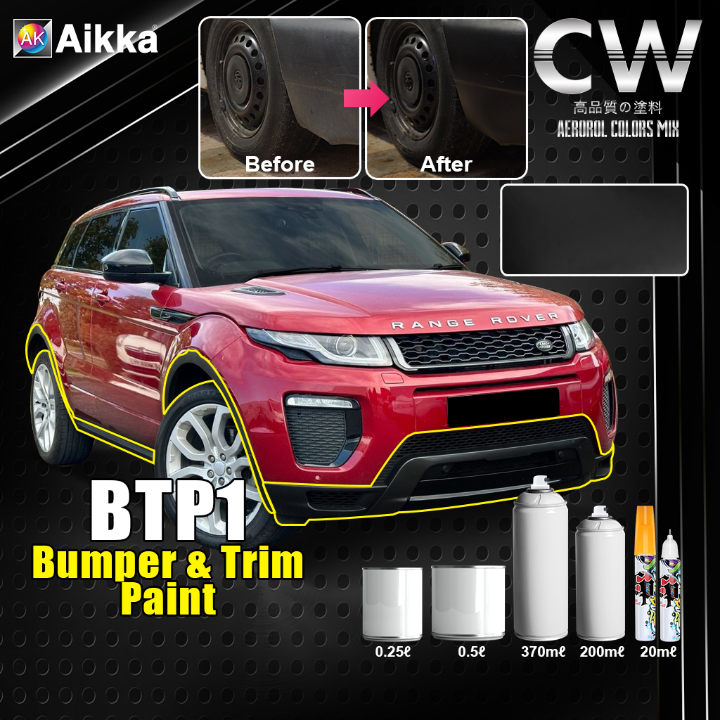 [ Matte Black Bumper & Trim Paint ] BTP1 Car Plastic Restorer Aikka CW ...