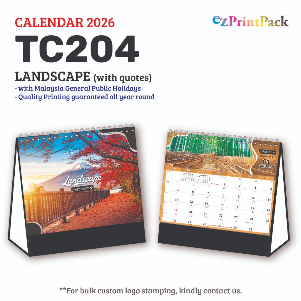 [TC204] Table Calendar 2026 | Desktop Calendar 2026 | Landscape Scenery ...
