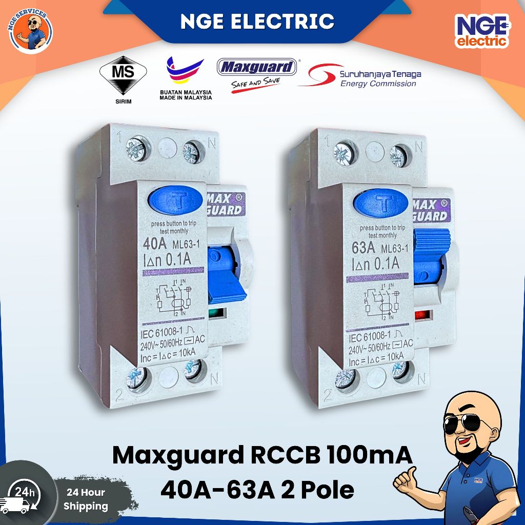 DB| Maxguard ELCB RCCB 30mA/100mA 2POLE 40A/63A MAXGUARD AUTOMATIK ...
