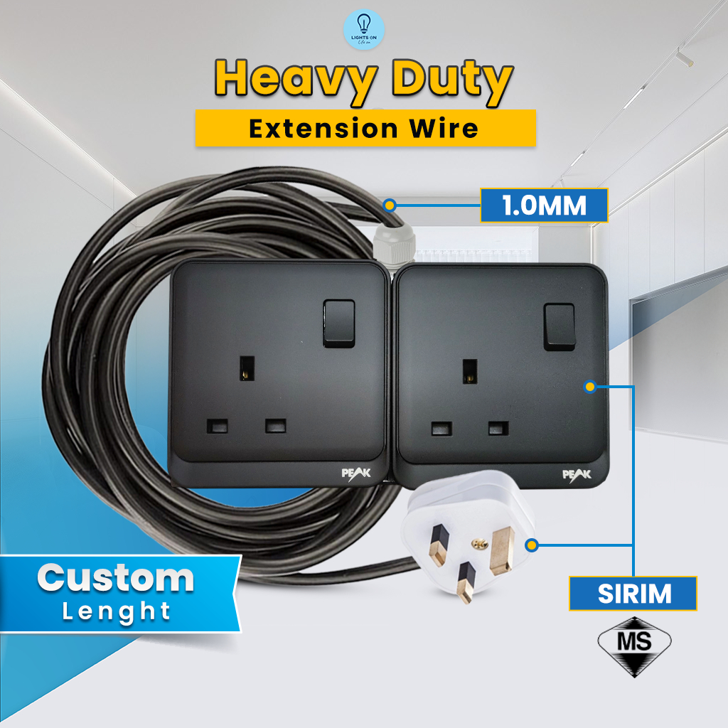 1/2/3 Gang Black/White HEAVY DUTY Extension SOCKET EXTENSION Wire FULL ...