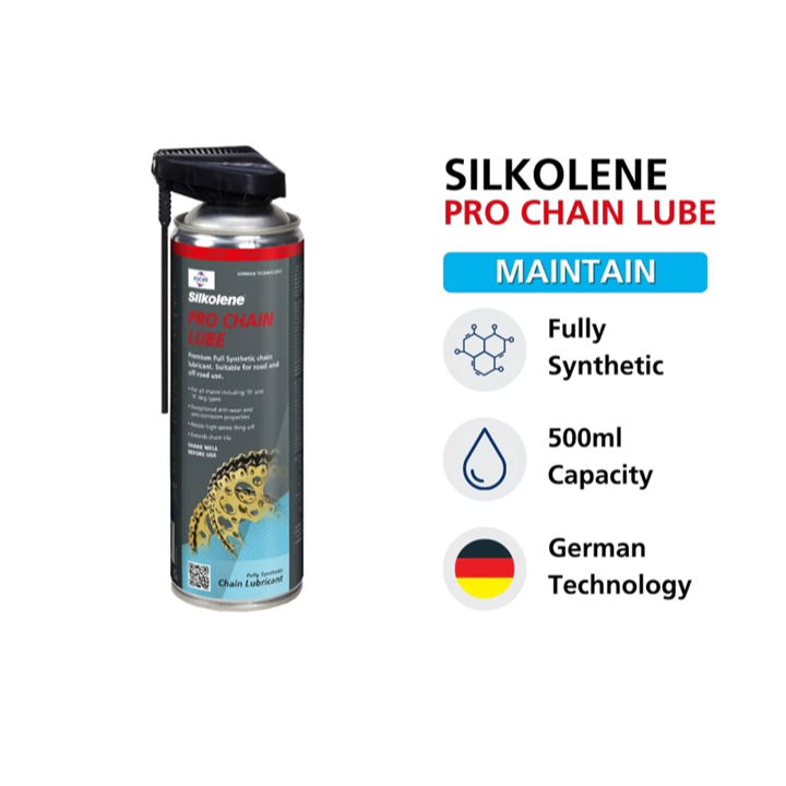 Silkolene Pro Chain Lube Fully Synthetic Motorcycle Chain Spray 500ml ...