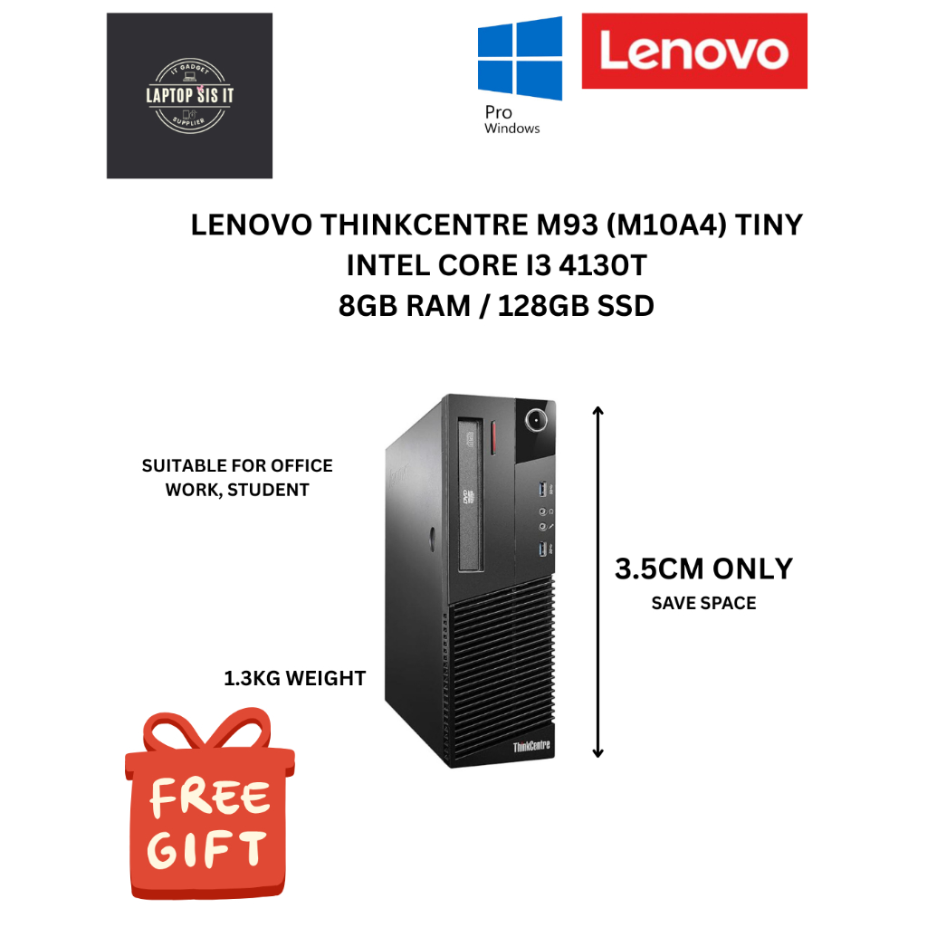 Lenovo ThinkCentre M93 Tiny Desktop (Intel Core i3, 8GB RAM , 128GB SSD ...