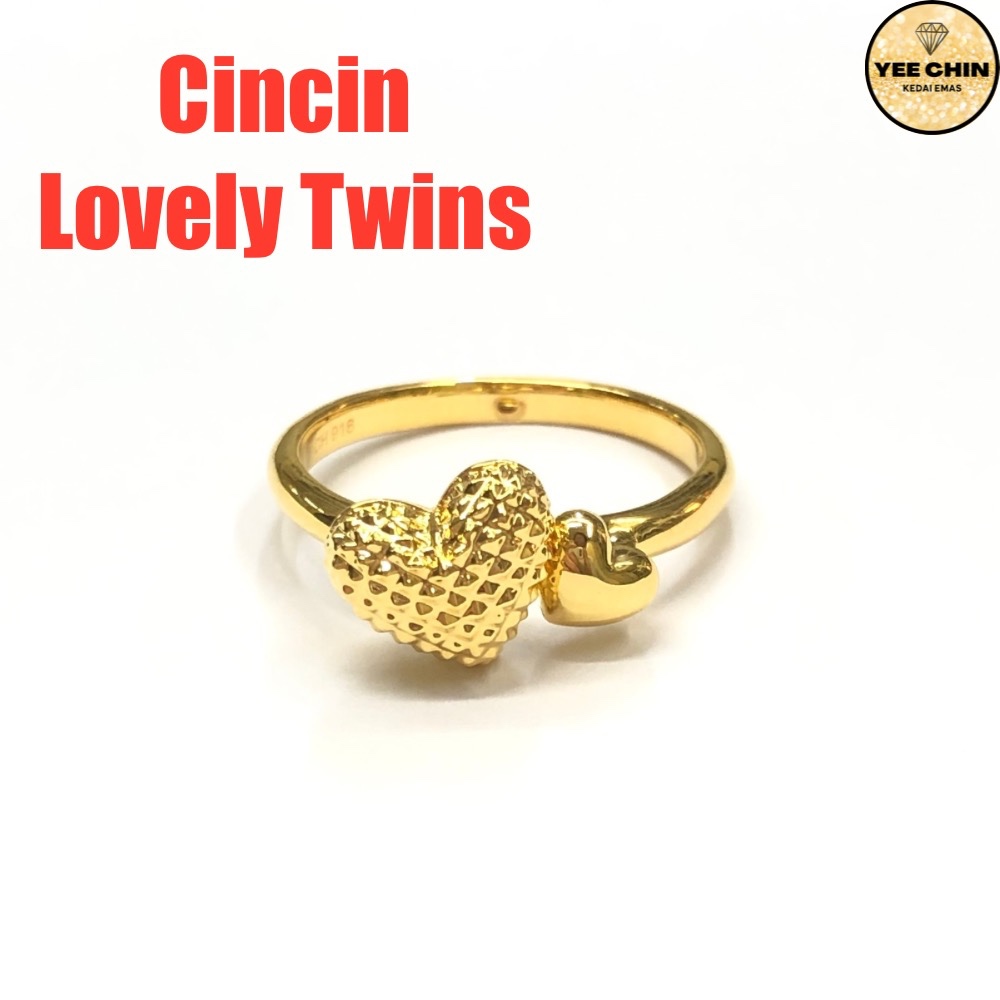Yee Chin Cincin Emas 916 Lovely Twins Sandy 5D / Double Love Ring Gold ...