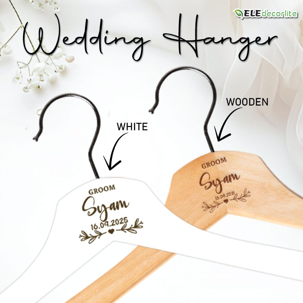 PROMO Custom hanger with name using Laser Engraved 1pc /Hanger kayu ...