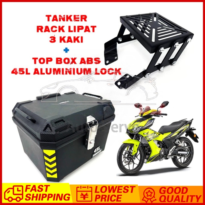 YAMAHA LC135 MONORACK LIPAT JB STYLE + 45L ABS TOP BOX ALUMINIUM LOCK ...