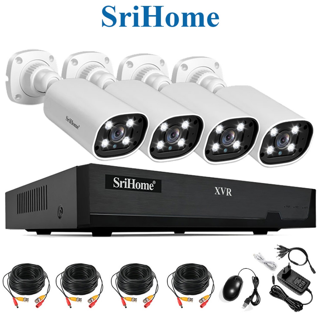 SriHome 1080P 4CH XVR DVR CCTV Camera Coaxial Monitoring System – Night ...