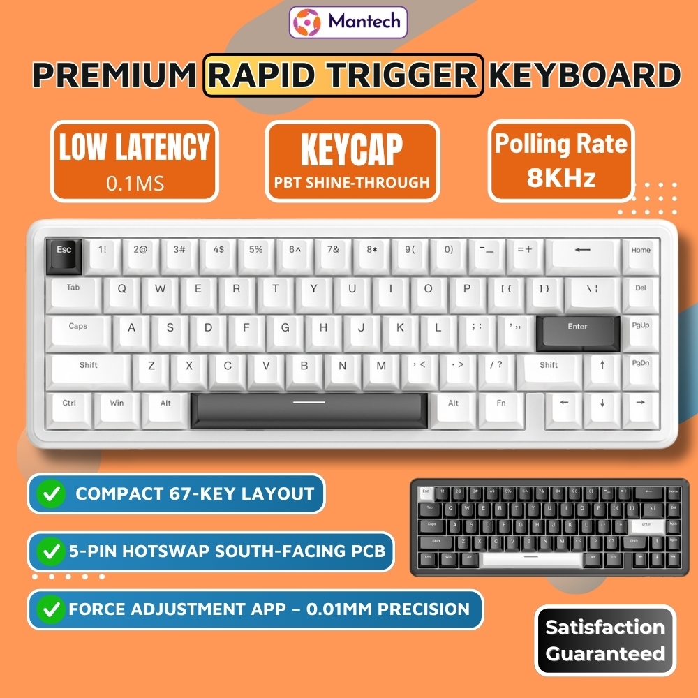 Attack Shark X65 HE Magnetic Gaming Keyboard 8000Hz Polling Rate 0.01mm ...
