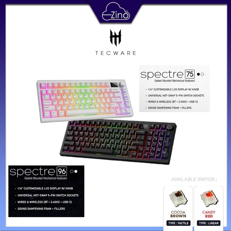 TECWARE Spectre 75 / 96 Wireless RGB Mechanical Gaming Keyboard ...