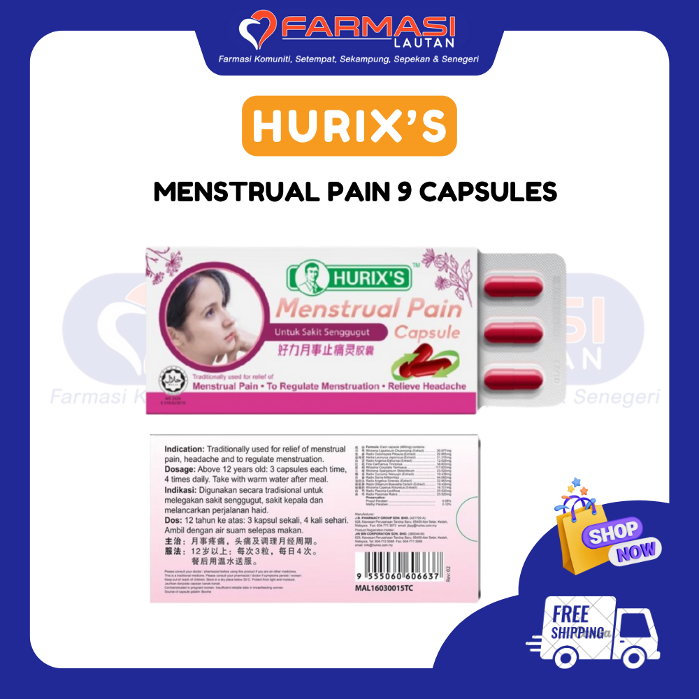 HURIX'S MENSTRUAL PAIN CAPSULES 6's (FOR PERIOD PAIN) | Shopee Malaysia