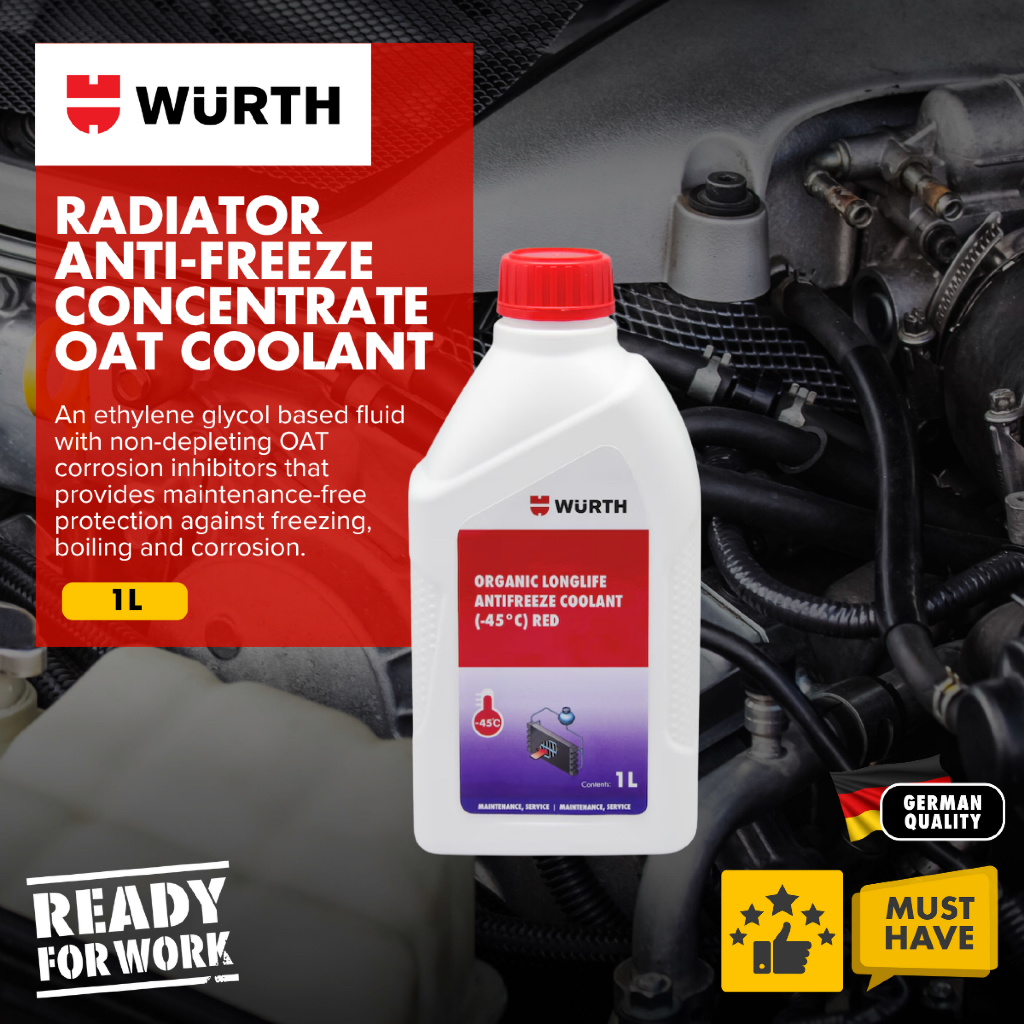 Wurth Radiator anti-freeze concentrate OAT coolant 1Ll Cecair Radiator ...