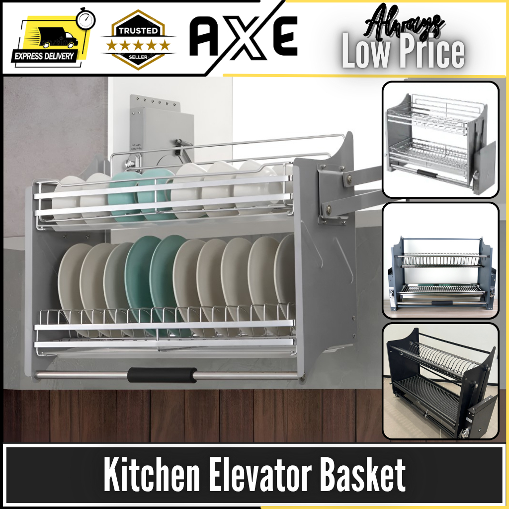 AXE™ Elevator Dish Rack Basket Stainless Steel SUS304 Black Basket With ...