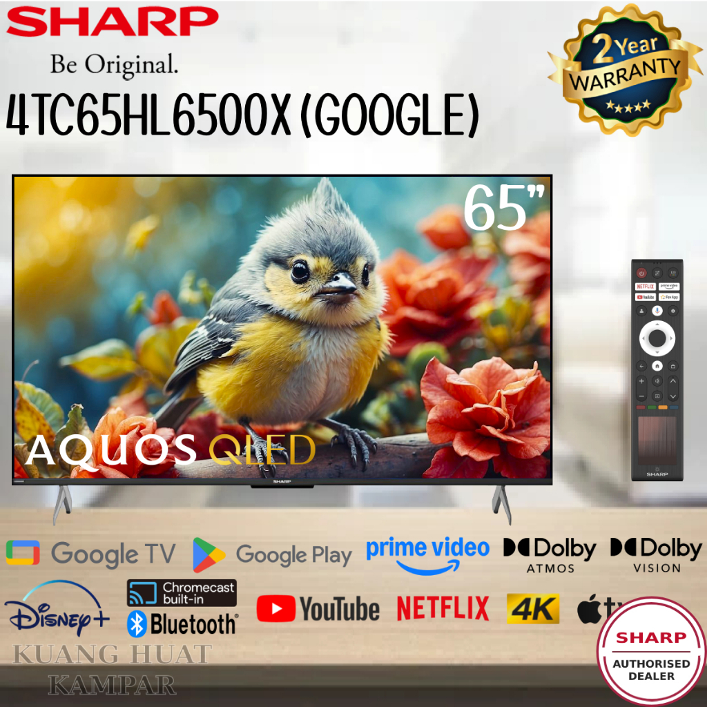 SHARP 65' / 65 INCH 4K ULTRA HD GOOGLE TV QLED 4TC65HL6500X ...