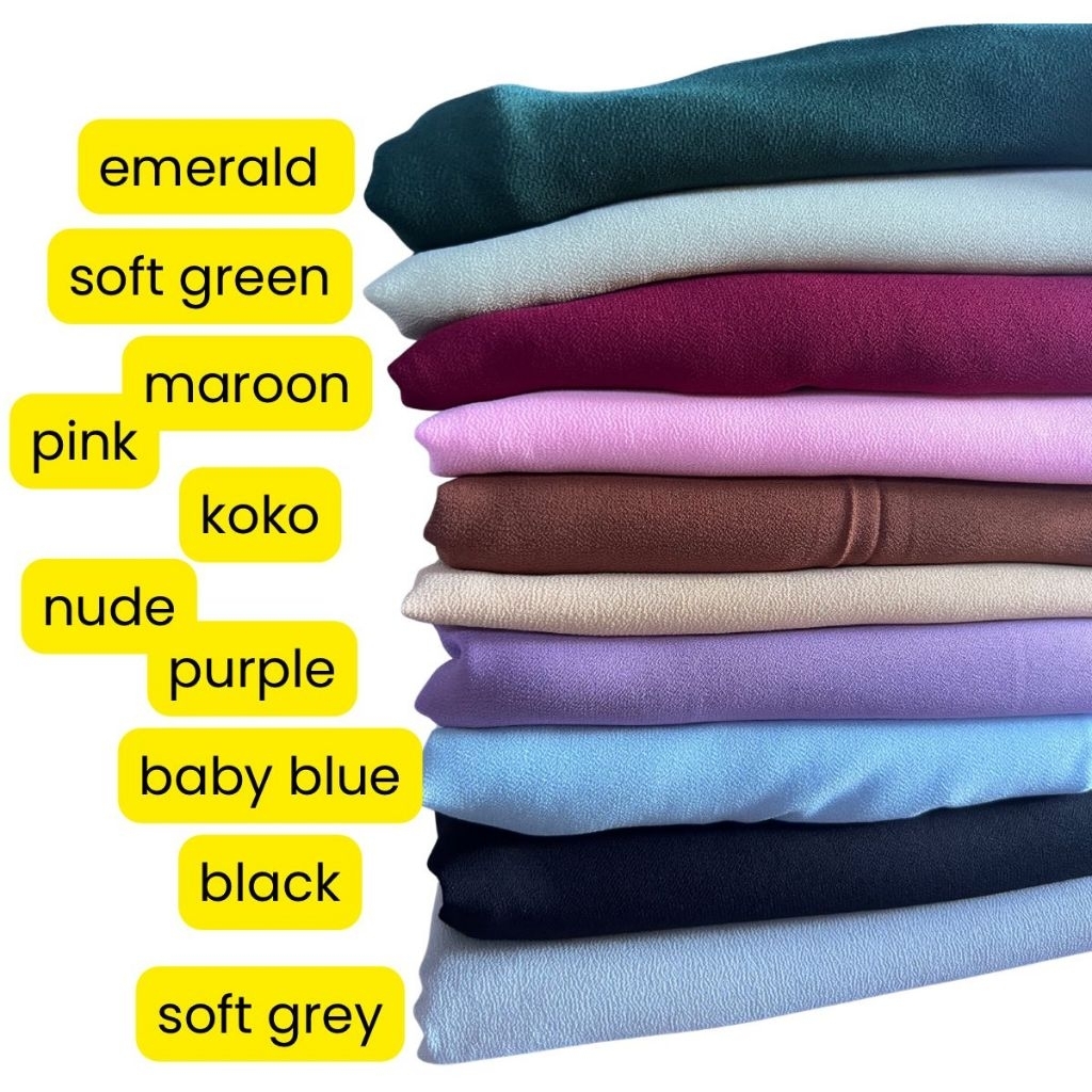 HEAVY CHIFFON kain ela meter 0.5m bidang 60 kain tudung shawl inner ...