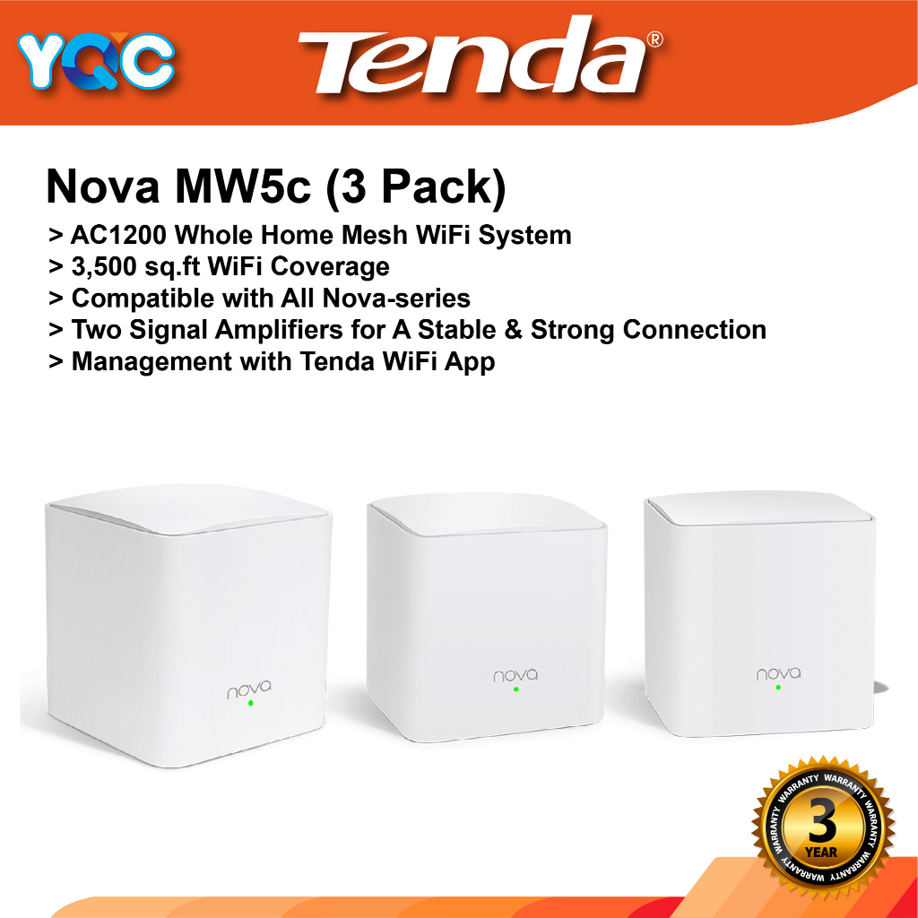 Tenda MW5C (3pack) AC1200 Whole Home Mesh WiFi Router System | Dual ...