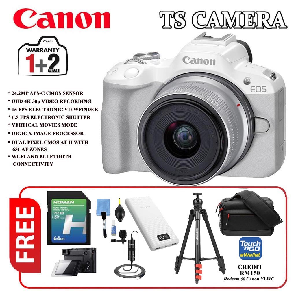 CANON EOS R50 MIRRORLESS CAMERA R50 KIT LENS 18-45MM BODY R50 BODY WITH ...