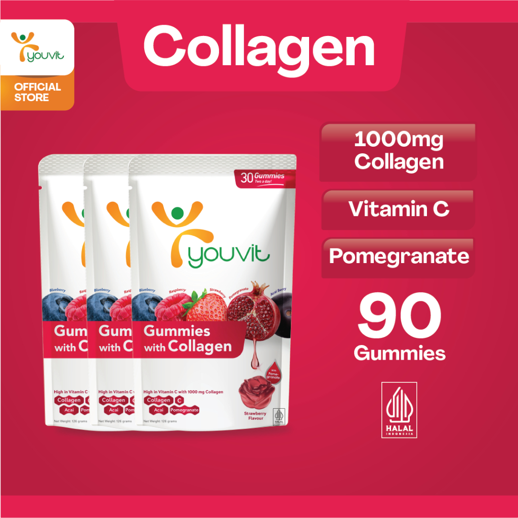 [Near Expiry Date] Youvit Collagen Gummy 45 Days (90 Pcs) Vitamin Anti ...