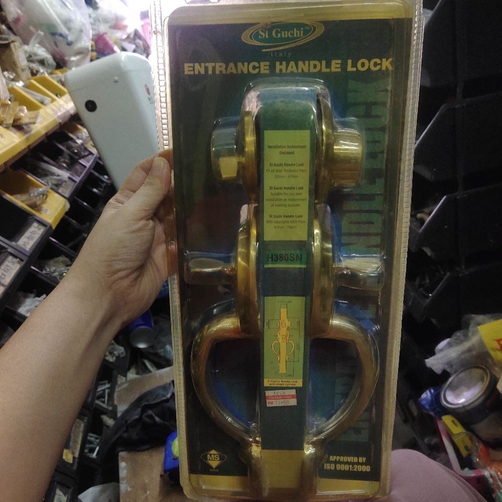 Original "St. Guchi" Italy Entrance Handle Lock / H380SN (Warna: SATIN ...
