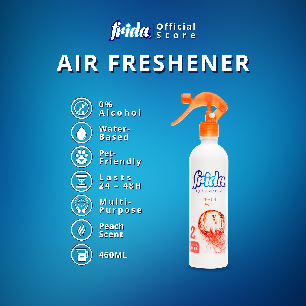 Frida 48H Air Freshener Peach [460ml] 0% Alcohol Pet-Friendly Tahan ...