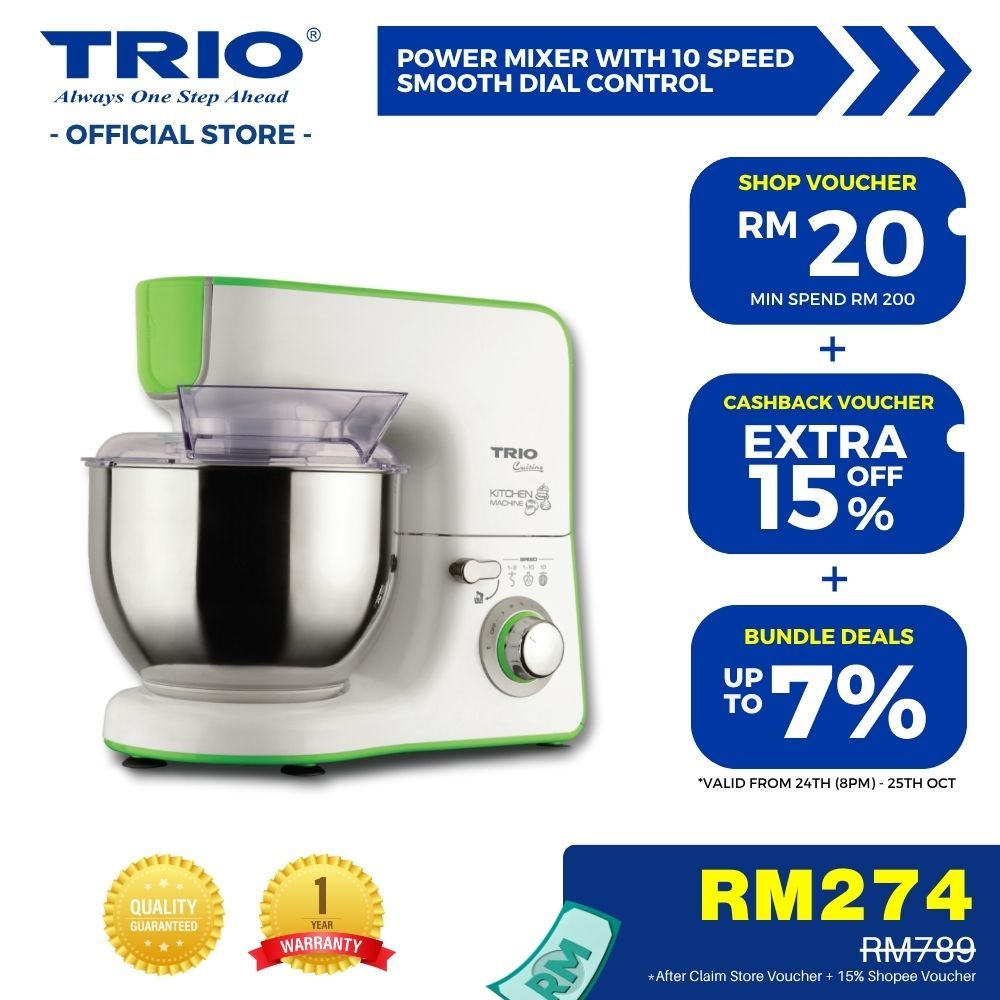 Trio Power Mixer With 10 Speed Smooth Dial Control Knob (5.5L) | Stand ...