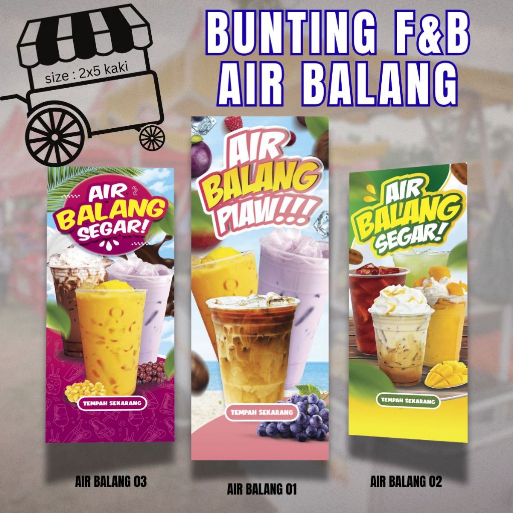 Bunting F&B AIR BALANG / Design Cantik💖Free Design / Boleh Edit ...