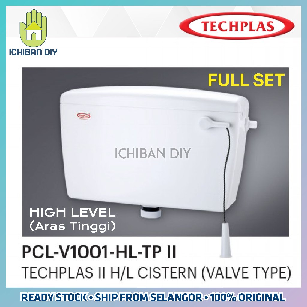 TECHPLAS II High Level Cistern V1001-HL 9L Plastic Flush Tank Toilet ...