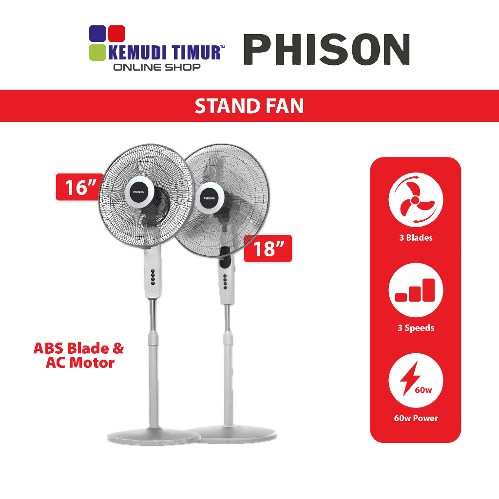 Phison Stand Fan Kipas Angin 16" / 18" | PSF6162 | PSF6182 | Shopee ...