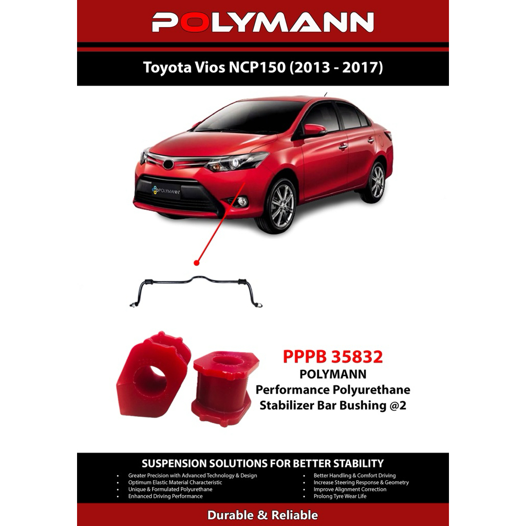 Polymann Toyota Vios NCP150 (2013 - 2020) Stabilizer Bar PU Bush (Not ...