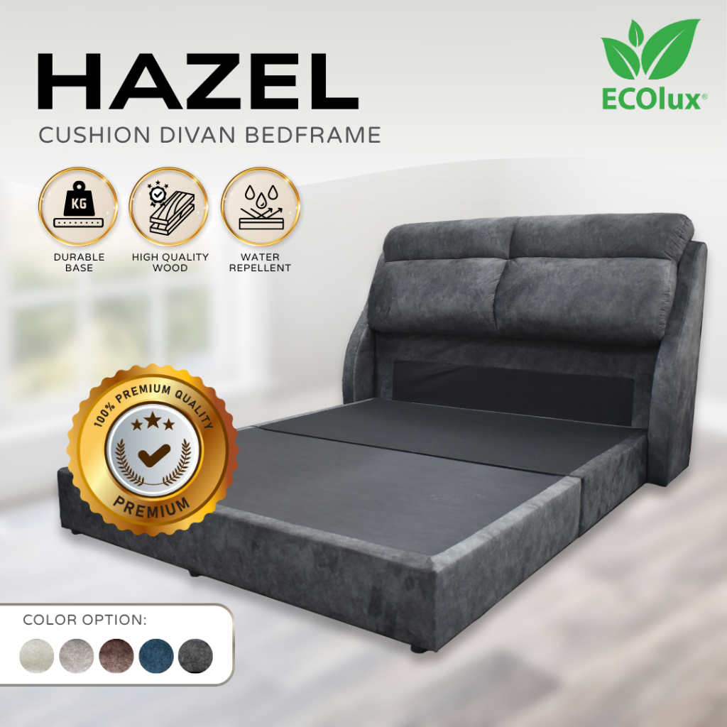 ECOlux Hazel Velvet Cushion Divan Bed - King/Queen/Single/Grey | Shopee ...