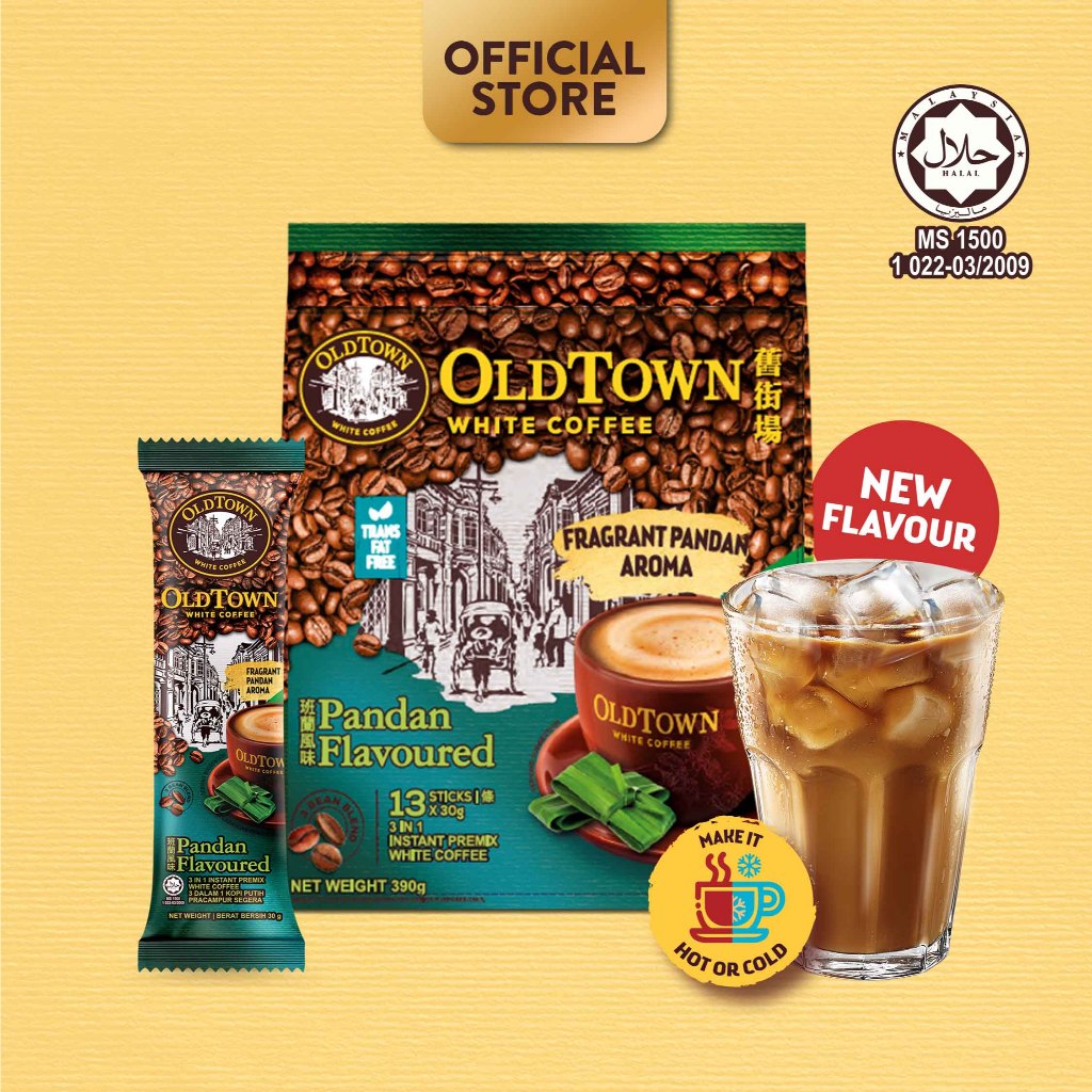 OLDTOWN Instant Premix White Coffee Pandan, 13 Sticks [HALAL] | Shopee ...