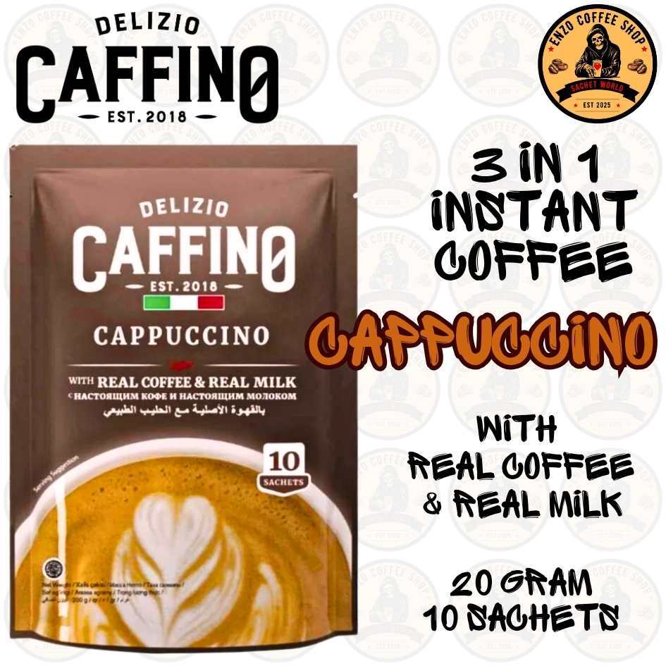 DELIZIO CAFFINO CAPPUCCINO 3 IN 1 INSTANT COFFEE DRINK / 10 SACHETS X ...