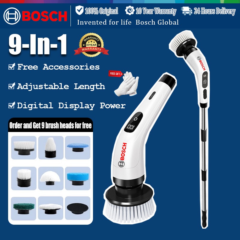 BOSCH Rechargeable Wireless Electric Spin Scrubber Power Brush Bathroom ...