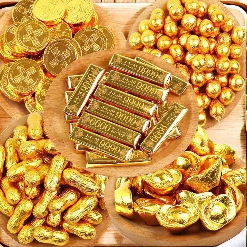 Edible Gold Coin Chocolate Ingot Gold Bar Gold Coins Chocolate Peanut ...