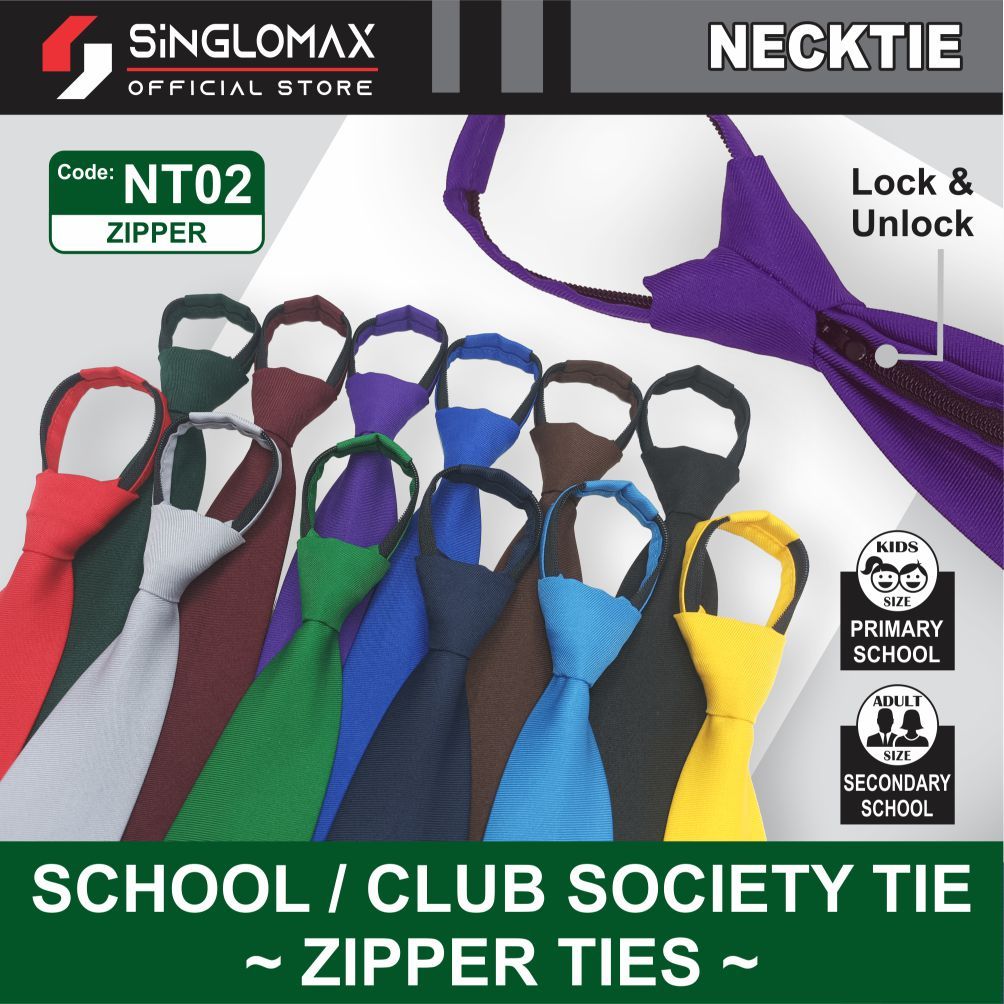 (NT02) Tali Leher Jenis Zip Sekolah / School Zipper Tie / Rendah ...