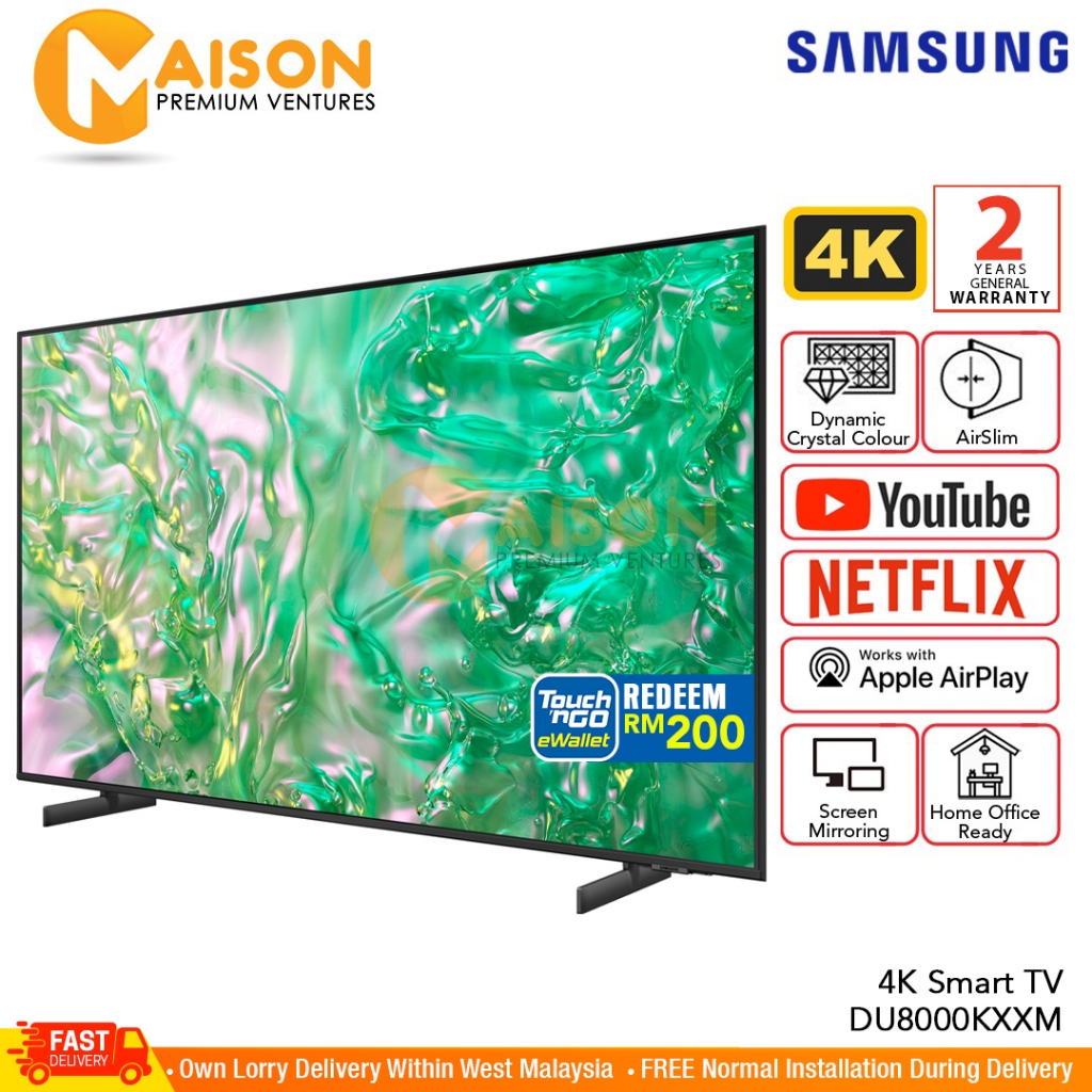 Samsung 85" Crystal UHD 4K Smart TV UA85DU8000KXXM | Shopee Malaysia