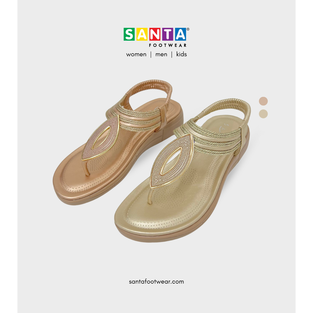Santa Footwear LeafShine Sandals 280-105-5012-1 Warna Champagne & Emas ...