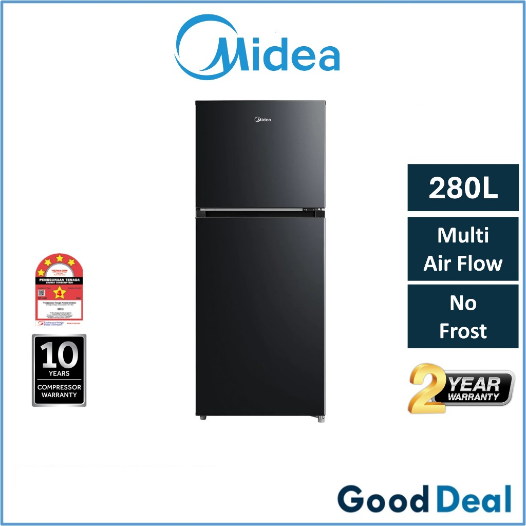 Midea MDRT345MTB30 280L Non Inverter Refrigerator Peti Sejuk Fridge ...