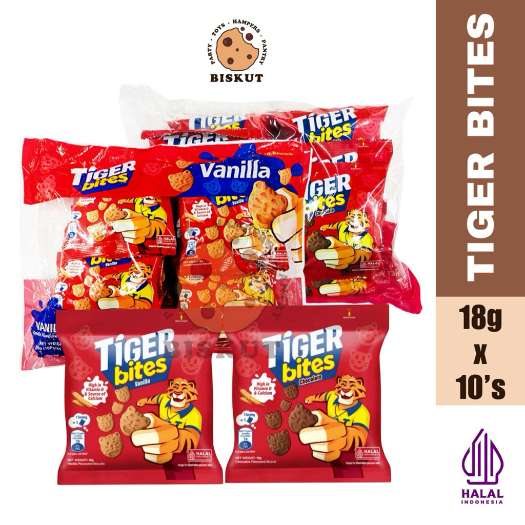 Tiger Bites Biscuit Chocolate & Vanilla 18g x 10’s | Shopee Malaysia