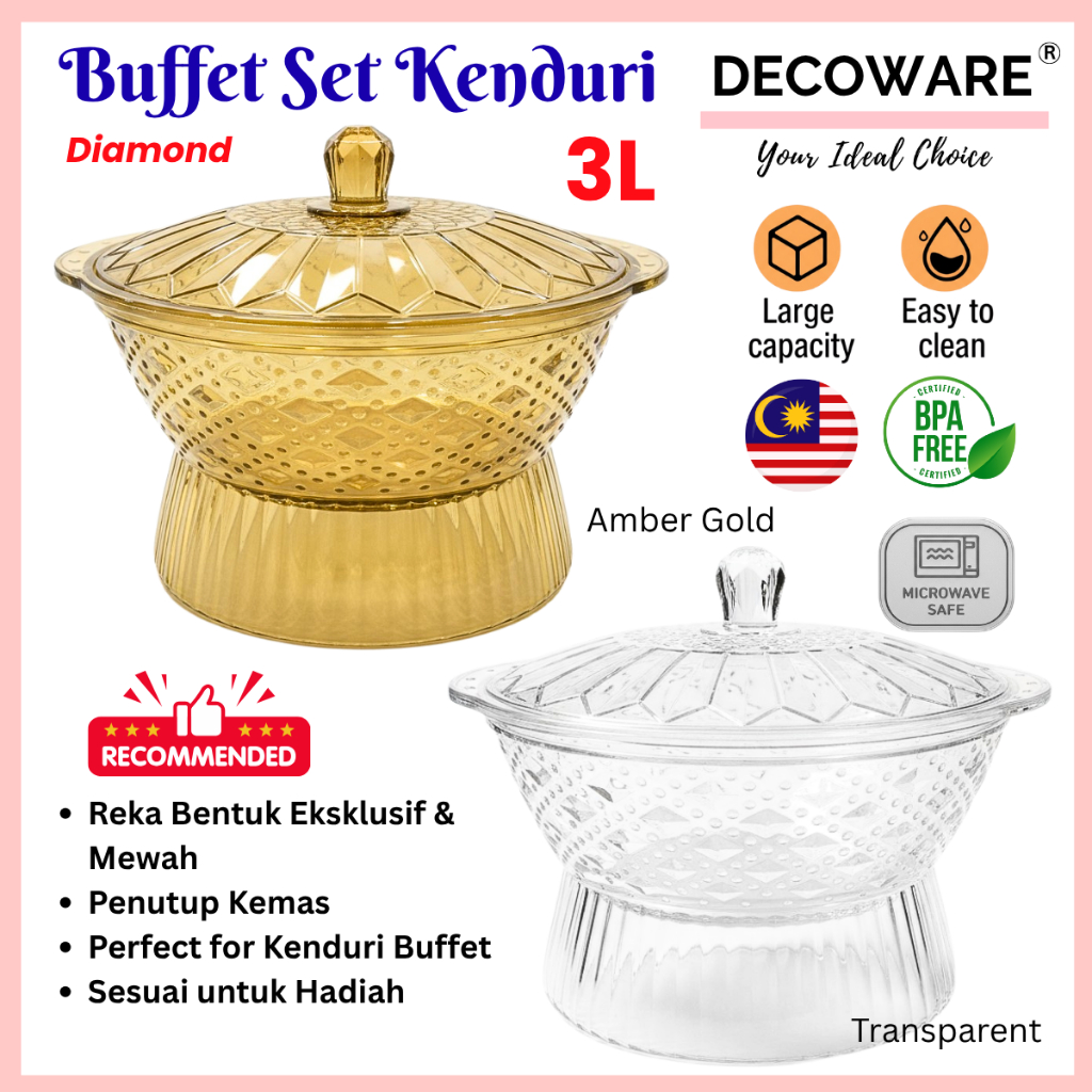 ECOWARE 3L Buffet Set Tray Kenduri BPA Free /Bekas Hidangan Makanan/Set ...