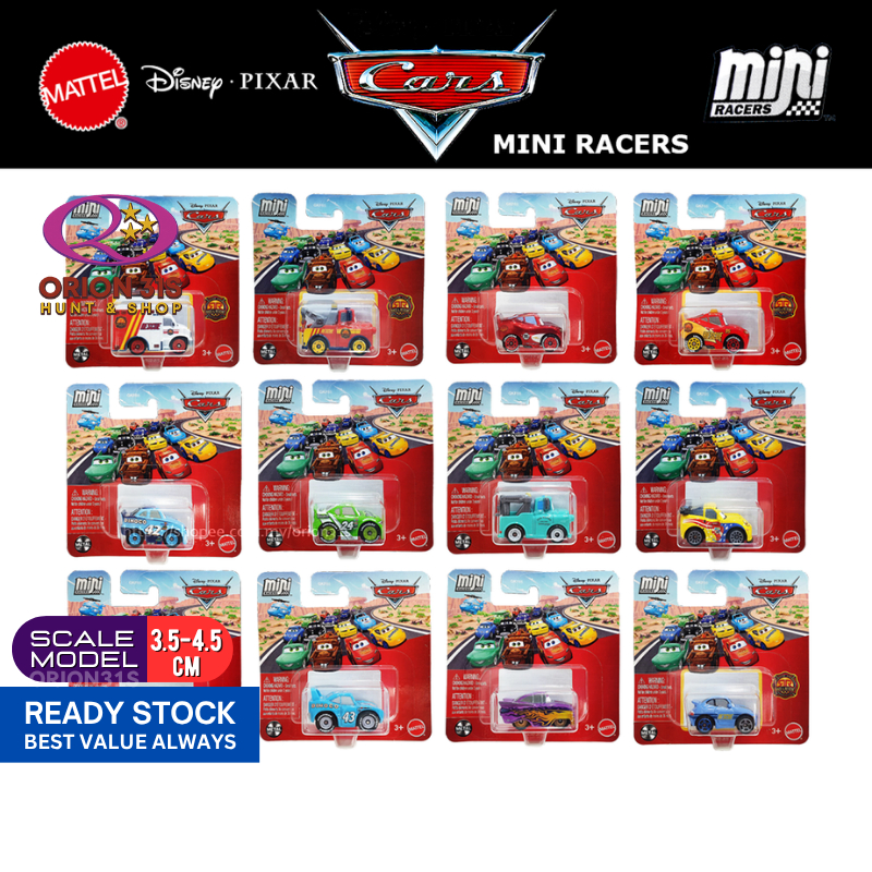 Mattel Disney Pixar Cars Mini Racers GRC Lightning McQueen/ Morgan ...