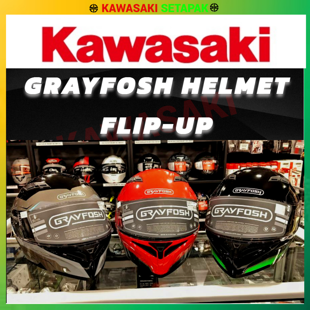 KAWASAKI Grayfosh G3838 Modular Flip Up Helmet 2 in 1 Full Face Open ...