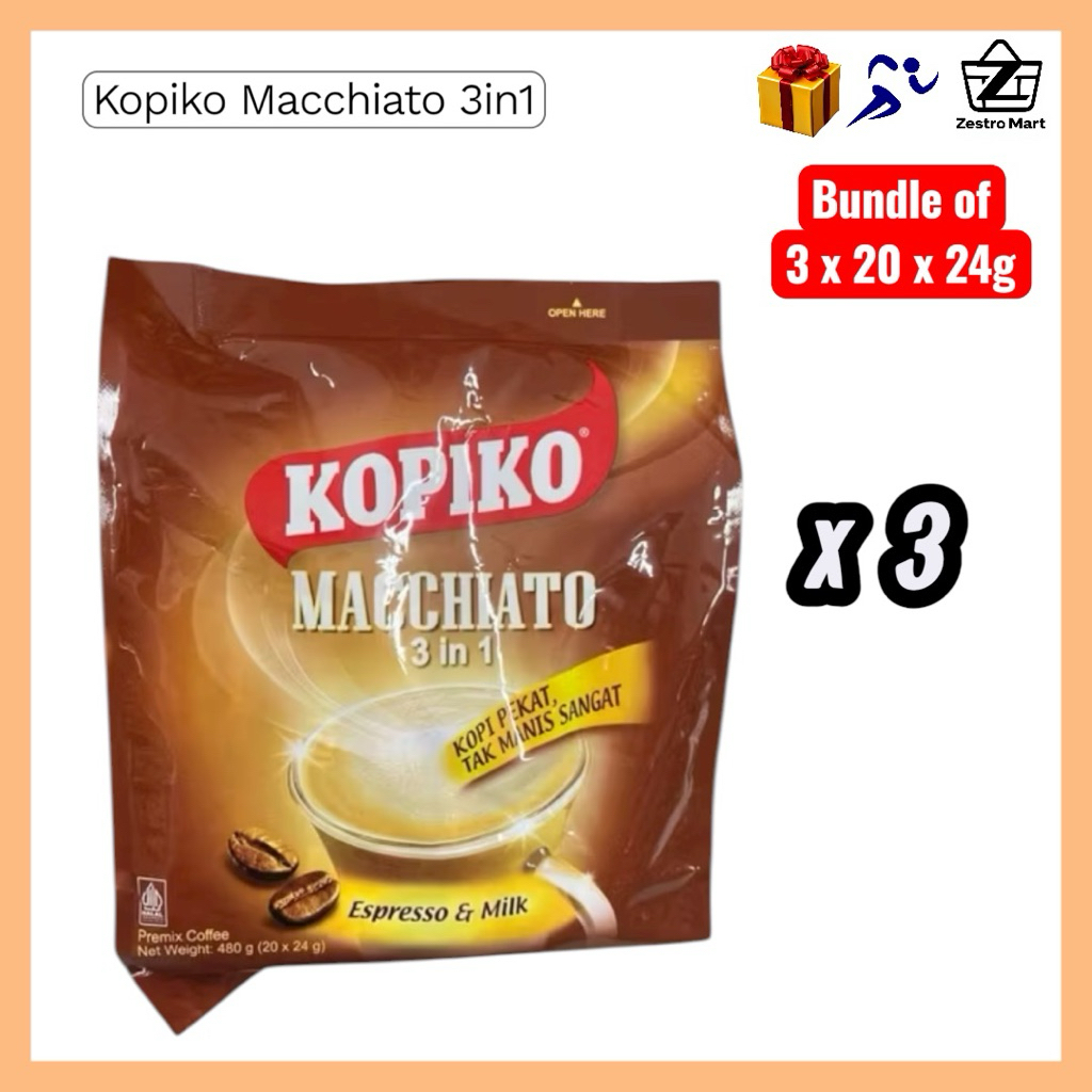 [Bundle of 3] Kopiko Macchiato | 20 Sachet x 24g | Instant Coffee ...